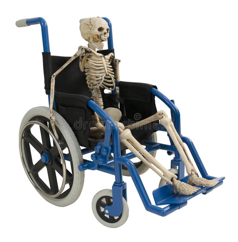 Skeleton in a Blue Wheelchair Stock Image - Image of disabled ...