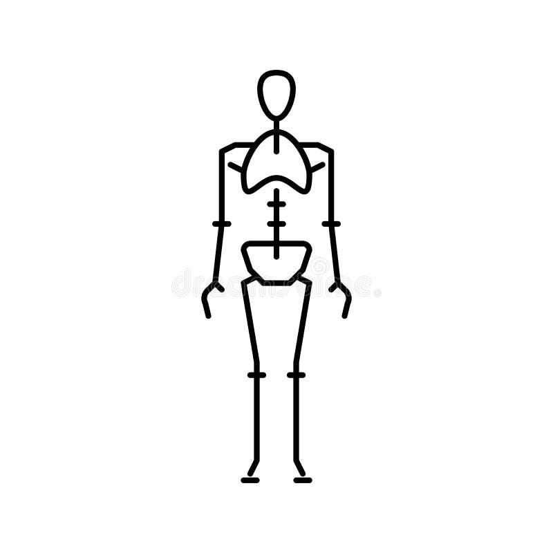 Skeleton Bones Human Line Icon Vector Illustration Stock Vector ...