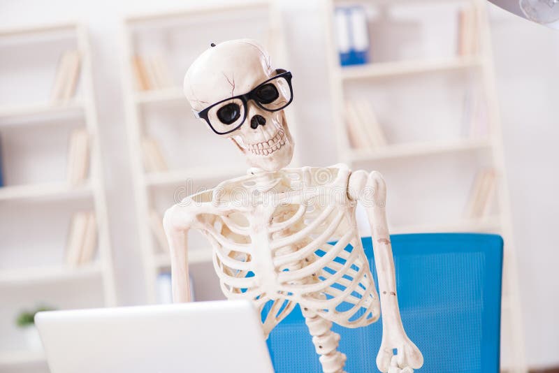 The Skeleton Businessman Working in the Office Stock Image - Image of ...
