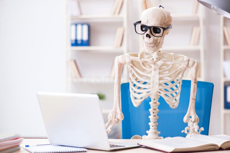 The Skeleton Businessman Working in the Office Stock Image - Image of ...