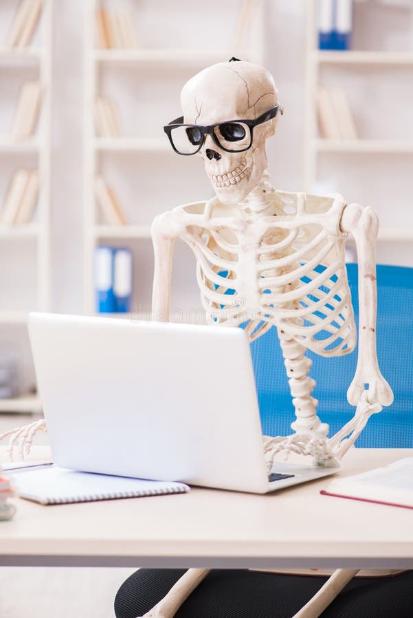 Skeleton Businessman Working in the Office Stock Image - Image of ...