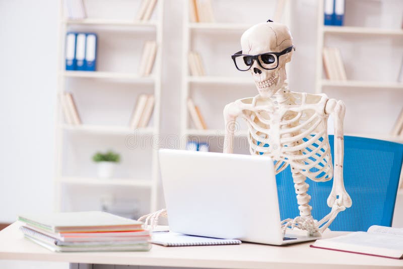 The Skeleton Businessman Working in the Office Stock Photo - Image of ...