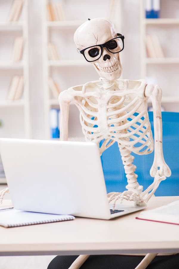 The Skeleton Businessman Working in the Office Stock Image - Image of ...
