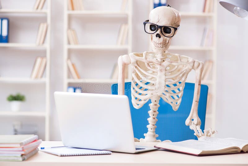 The Skeleton Businessman Working in the Office Stock Image - Image of ...