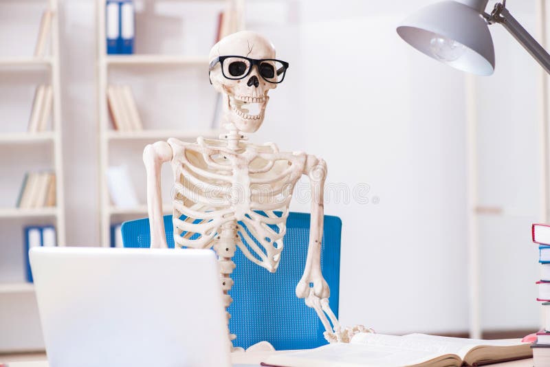 The Skeleton Businessman Working in the Office Stock Image - Image of ...
