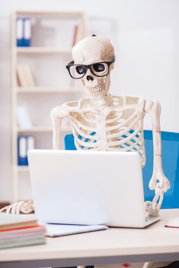 The Skeleton Businessman Working in the Office Stock Image - Image of ...