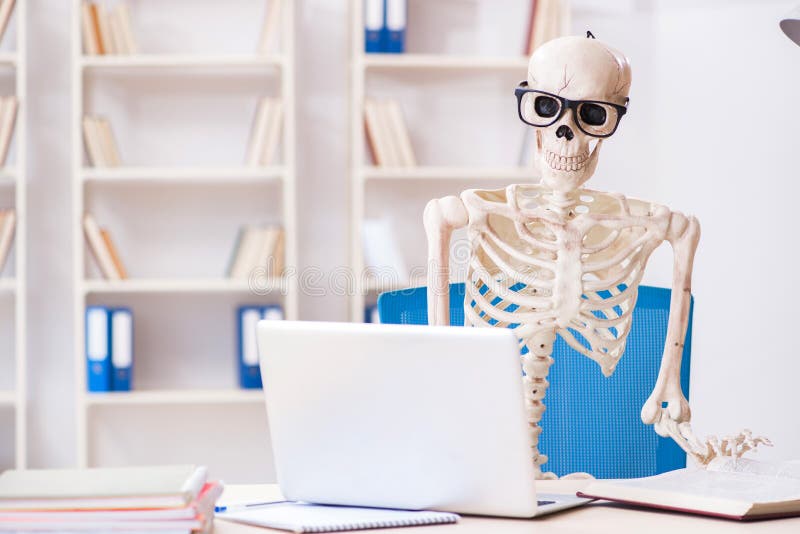 The Skeleton Businessman Working in the Office Stock Image - Image of ...