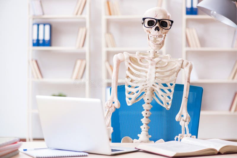 The Skeleton Businessman Working in the Office Stock Image - Image of ...