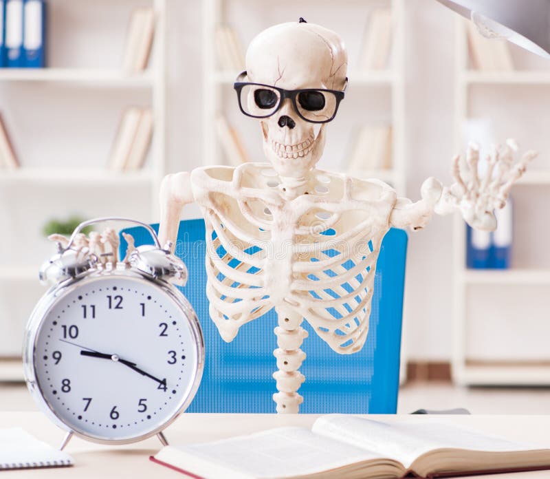 Skeleton Businessman Working in the Office Stock Image - Image of ...