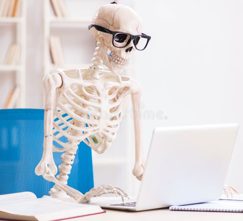 The Skeleton Businessman Working in the Office Stock Image - Image of ...