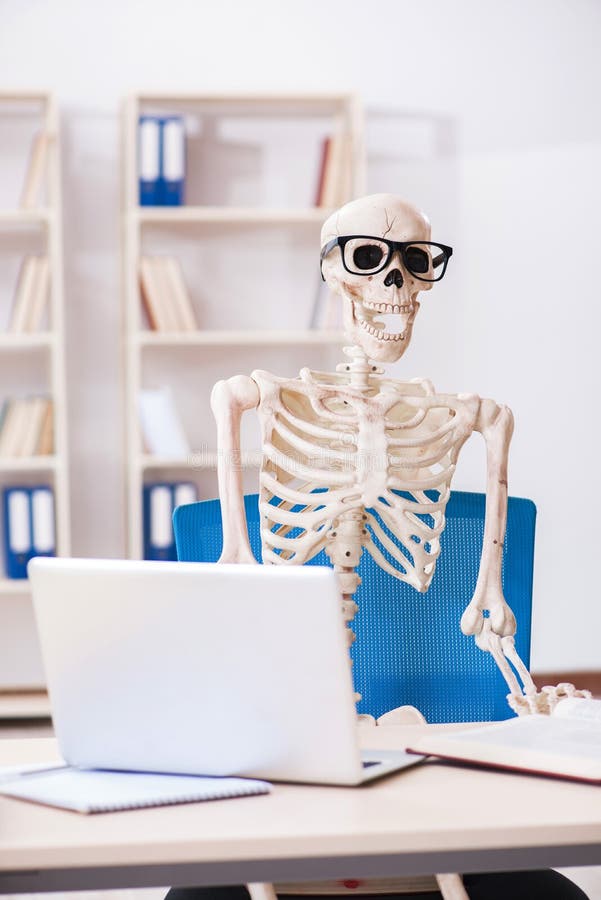 The Skeleton Businessman Working in the Office Stock Photo - Image of ...