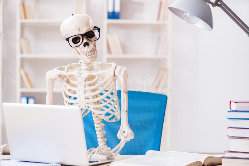 The Skeleton Businessman Working in the Office Stock Photo - Image of ...