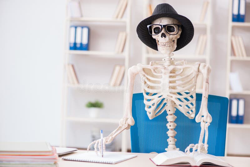 The Skeleton Businessman Working in the Office Stock Image - Image of ...