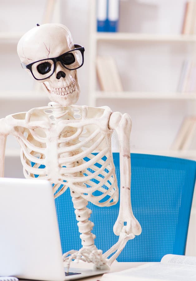 Skeleton Businessman Working in the Office Stock Photo - Image of ...