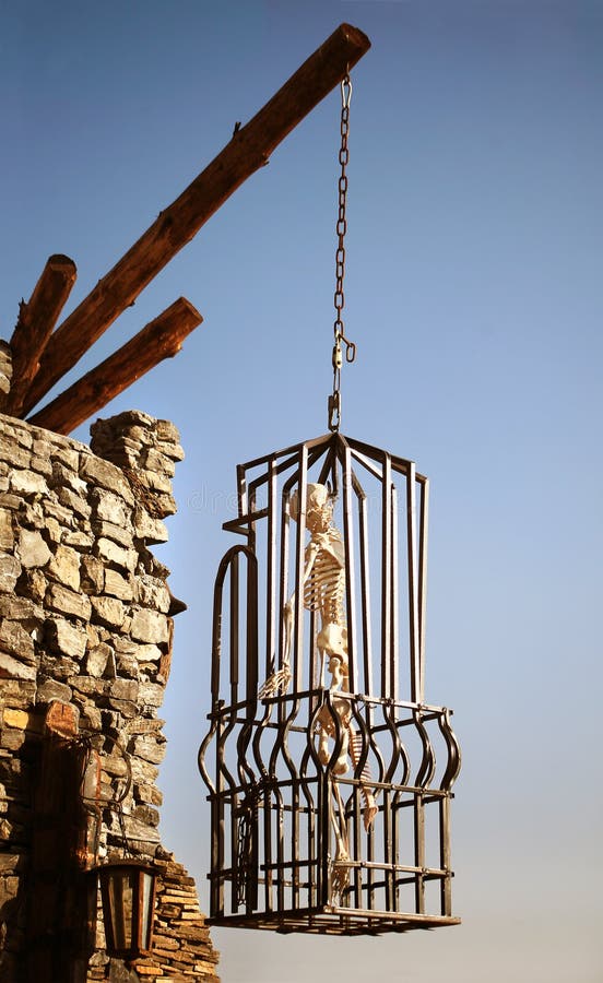 Skeleton in cage stock image. Image of fortress, punishment - 23062169