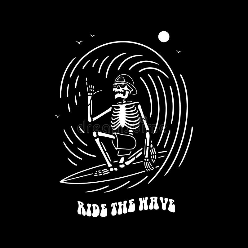 Skeleton Surfer Vector Art. Stock Vector - Illustration of exotic ...