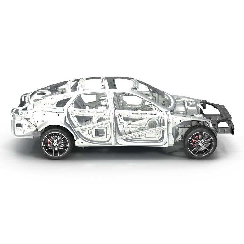 Skeleton of a Car with Chassis on White. 3D Illustration Stock ...