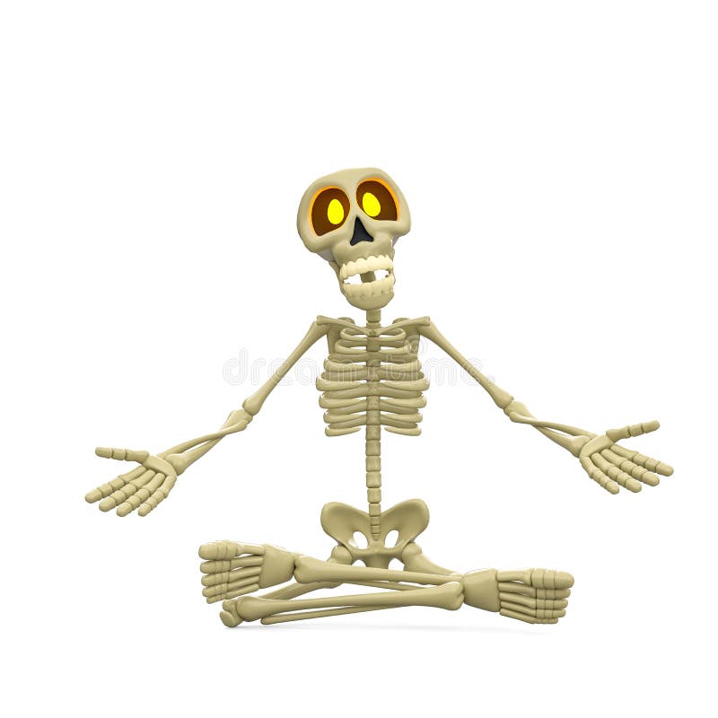 Skeleton Cartoon is Doing Yoga Stock Illustration - Illustration of ...