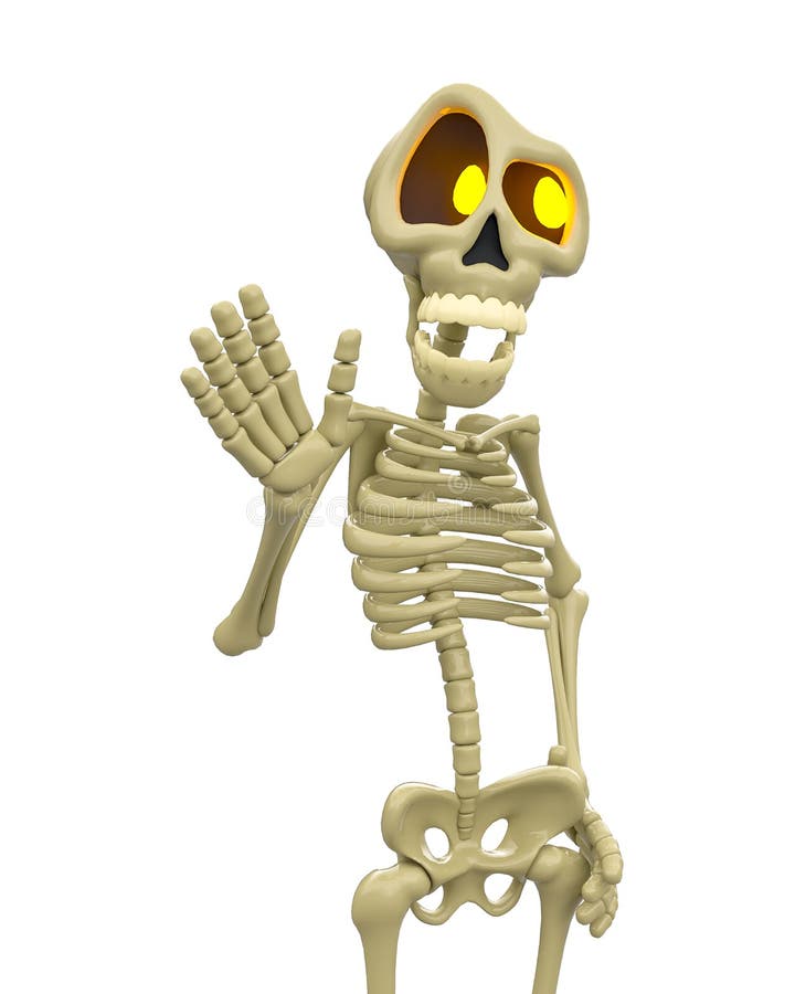 Skeleton Cartoon is Saying Hello Stock Illustration - Illustration of ...