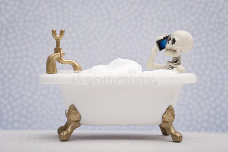 Skeleton Chatting while Bathing Stock Image - Image of halloween ...