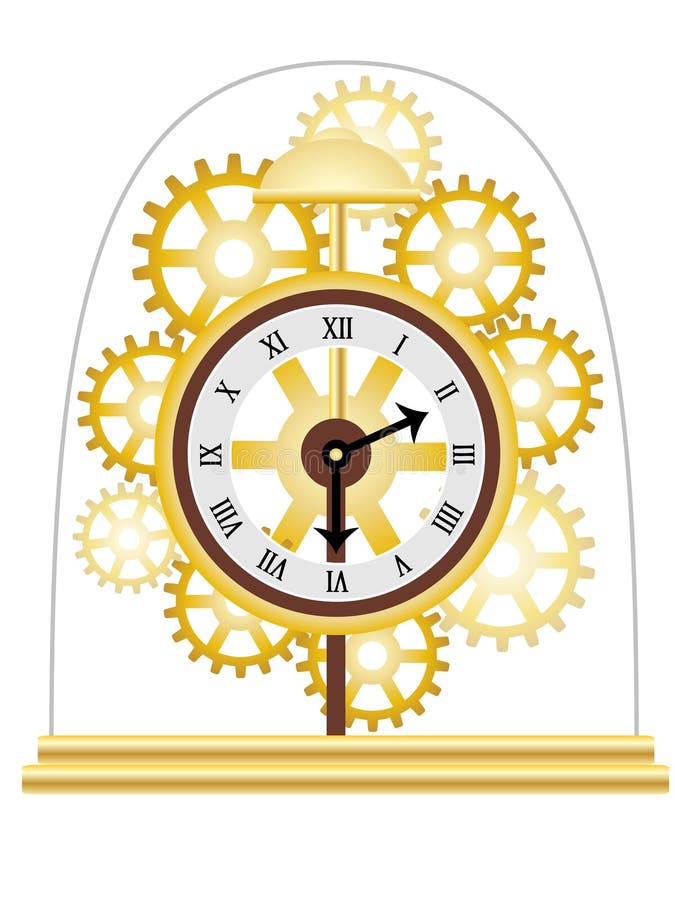 Skeleton Clock Golden Multiple Gears Vector Stock Vector - Illustration ...