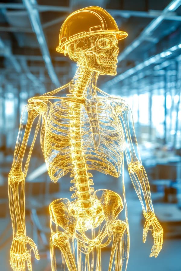 Skeleton Construction Worker in Hard Hat on Building Site with ...