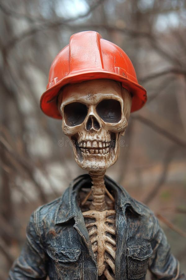Skeleton Construction Worker with Hard Hat, Concept of Danger in ...