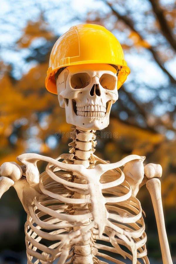 Skeleton Construction Worker Wearing Hard Hat, Construction Site Safety ...