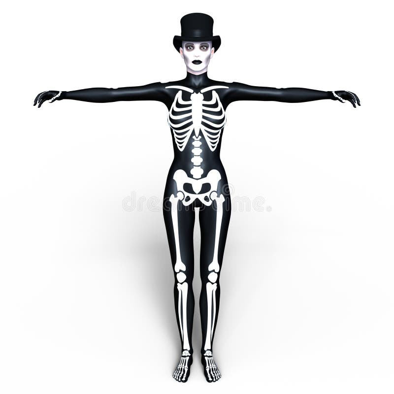 Skeleton costume woman stock illustration. Illustration of skeleton ...