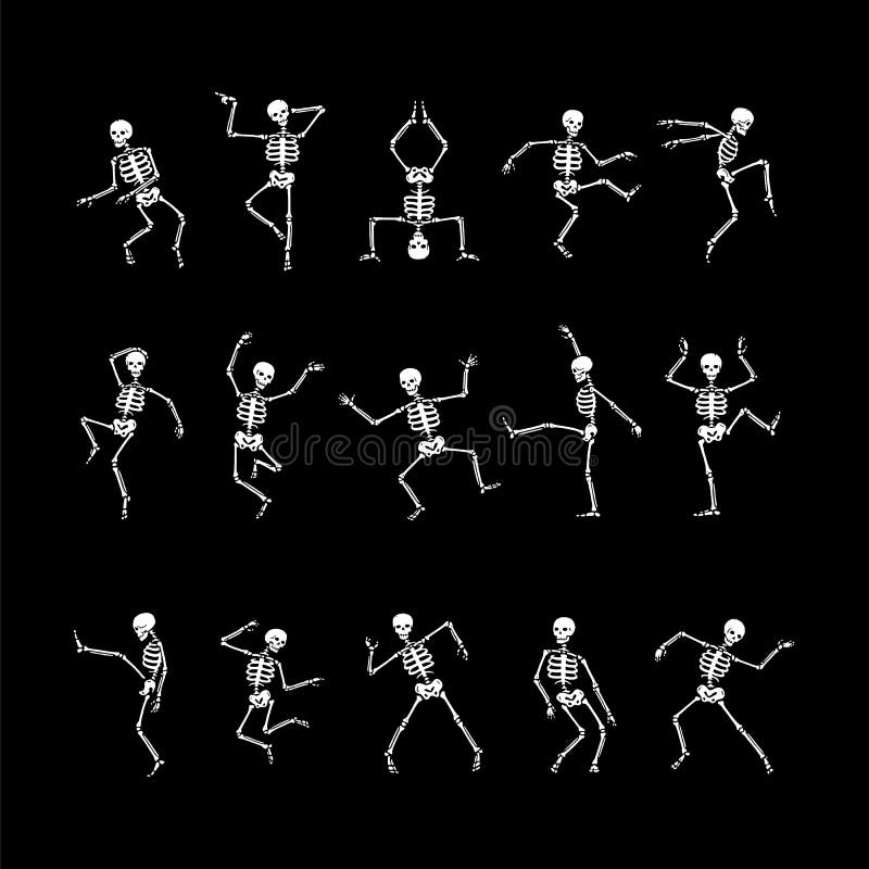 Skeleton dance vector set stock vector. Illustration of skull - 134797677