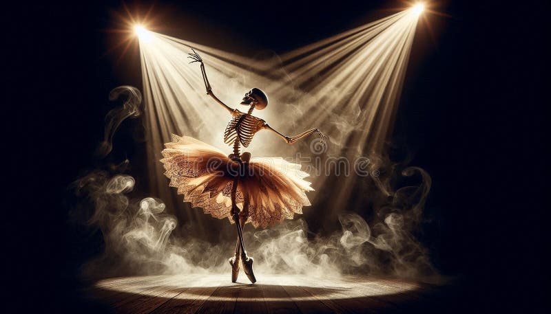 Skeleton Dancer in Spotlight with Tutu Costume Stock Illustration ...