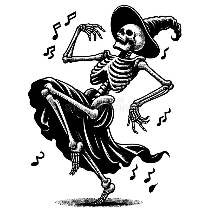 A Skeleton Dancing Clipart, Halloween Element.by Generative AI Stock ...