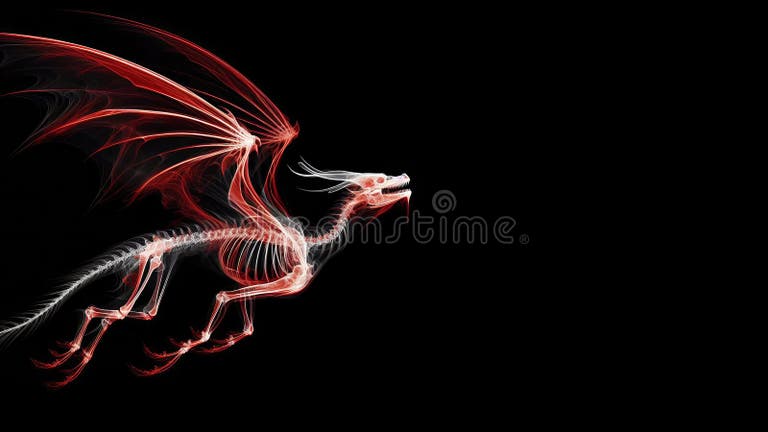 Skeleton Dragon is Flying in the Air Stock Image - Image of wallpaper ...