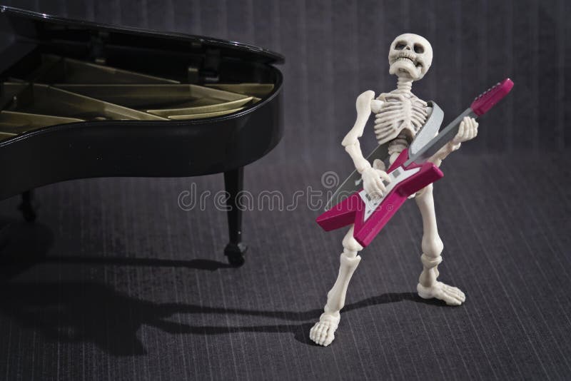 Skeleton and Electric Guitar Stock Image - Image of music, instrument ...