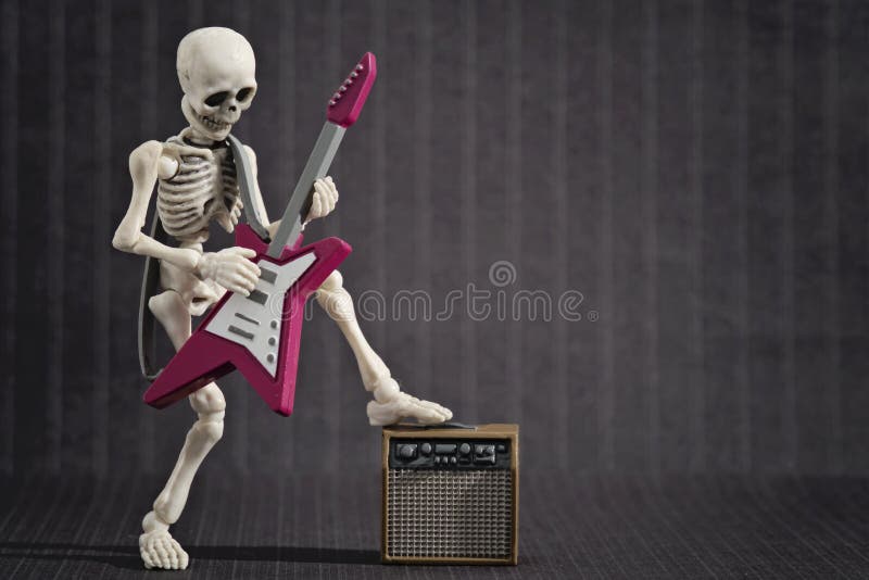 Skeleton and Electric Guitar Stock Image - Image of instrument, metal ...