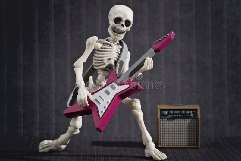 Skeleton and Electric Guitar Stock Image - Image of singer, metal: 75050547