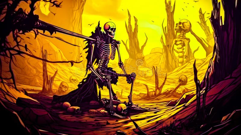 Skeleton in Field with Skeleton in the Foreground and Skeleton in the ...