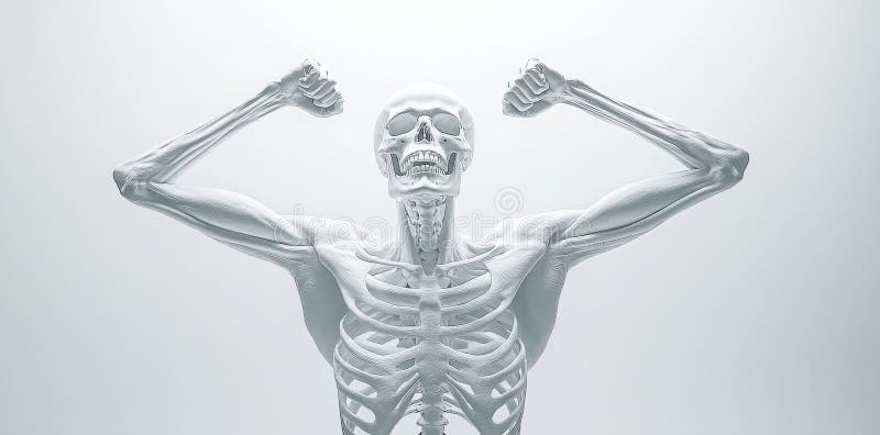 A Skeleton Flexing Its Muscles, Demonstrating Bone Health and Strength ...