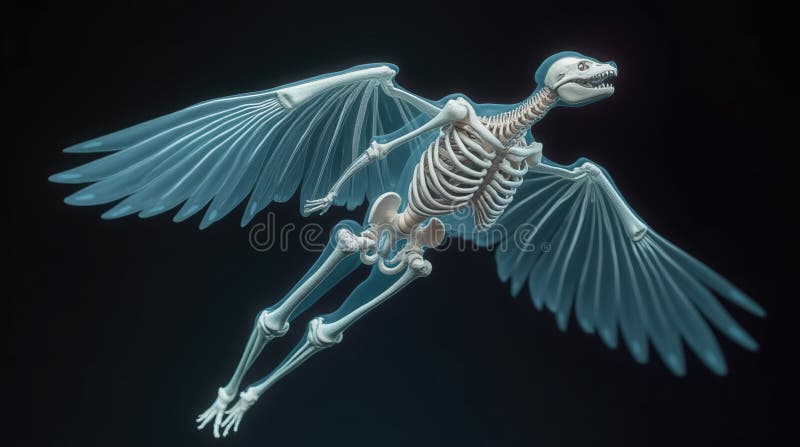 A Skeleton of a Flying Dinosaur is Elegantly Displayed with Extended ...