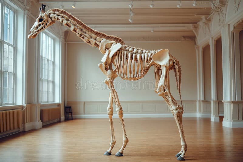 A Skeleton of a Giraffe is on Display in a Museum with Generative AI ...