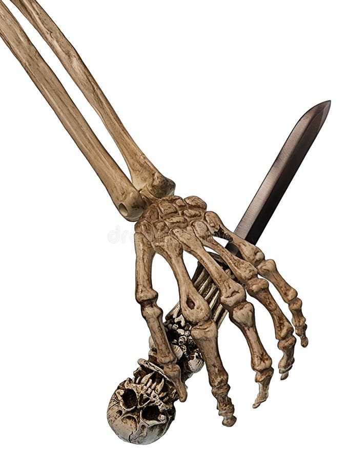 Skeleton Grabbing a Skull Dagger Stock Image - Image of head, power ...