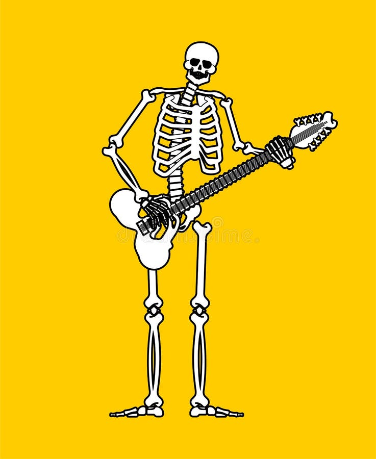 Skeleton with Guitar. Skeleton Musician. Electric Guitar and Dead Man ...