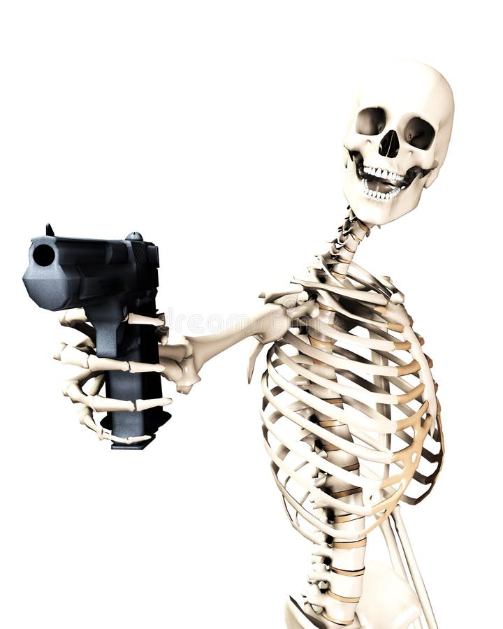 Skeleton and Gun 4 stock illustration. Illustration of anatomy - 4055744