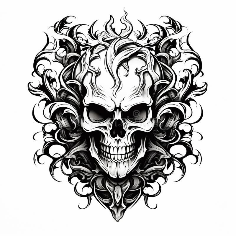 Skeleton Half Masks Brain Skull Drawing Hand Drawn Illustrator Brain ...