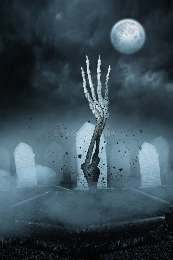 Skeleton Hand Bursting from the Grave Stock Image - Image of zombie ...