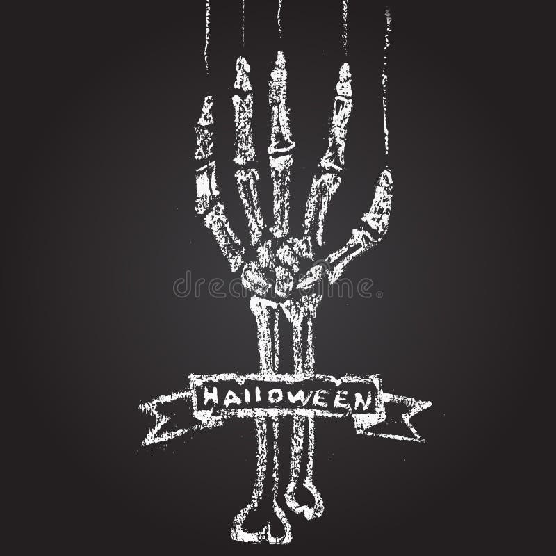 Skeleton Hand with Chalk on a Blackboard, and a Stock Vector ...