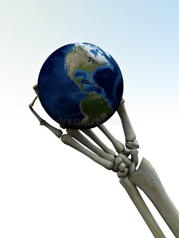 Skeleton Hand and the Earth 2 Stock Illustration - Illustration of ...