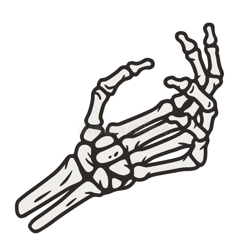 Skeleton Hand Victory Sign for Halloween Design. Hand Bones Gesture ...