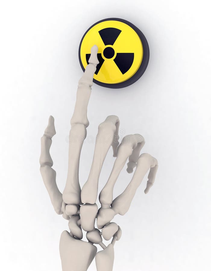 Skeleton Hand and Nuclear Button Alert Stock Illustration ...