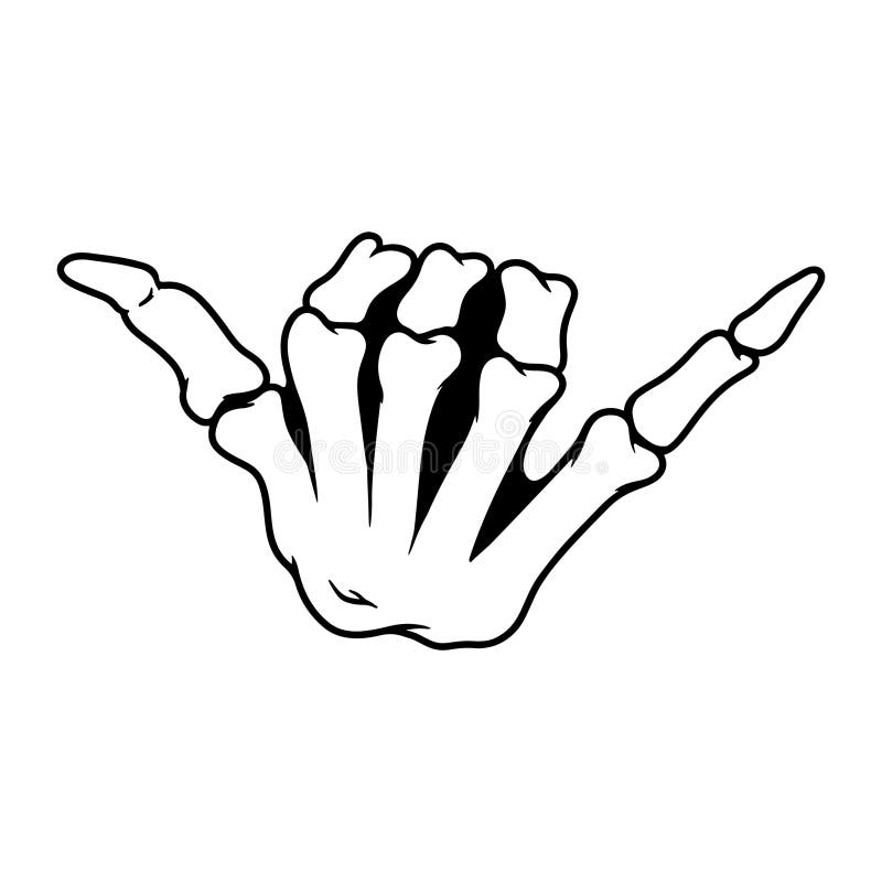 Skeleton Hand with Shaka Sign. Vector Stock Vector - Illustration of ...